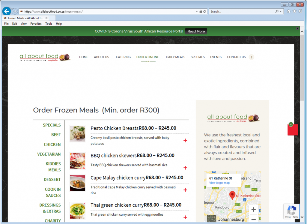 New online eCommerce menu for All About Food – ::pixelmagic::